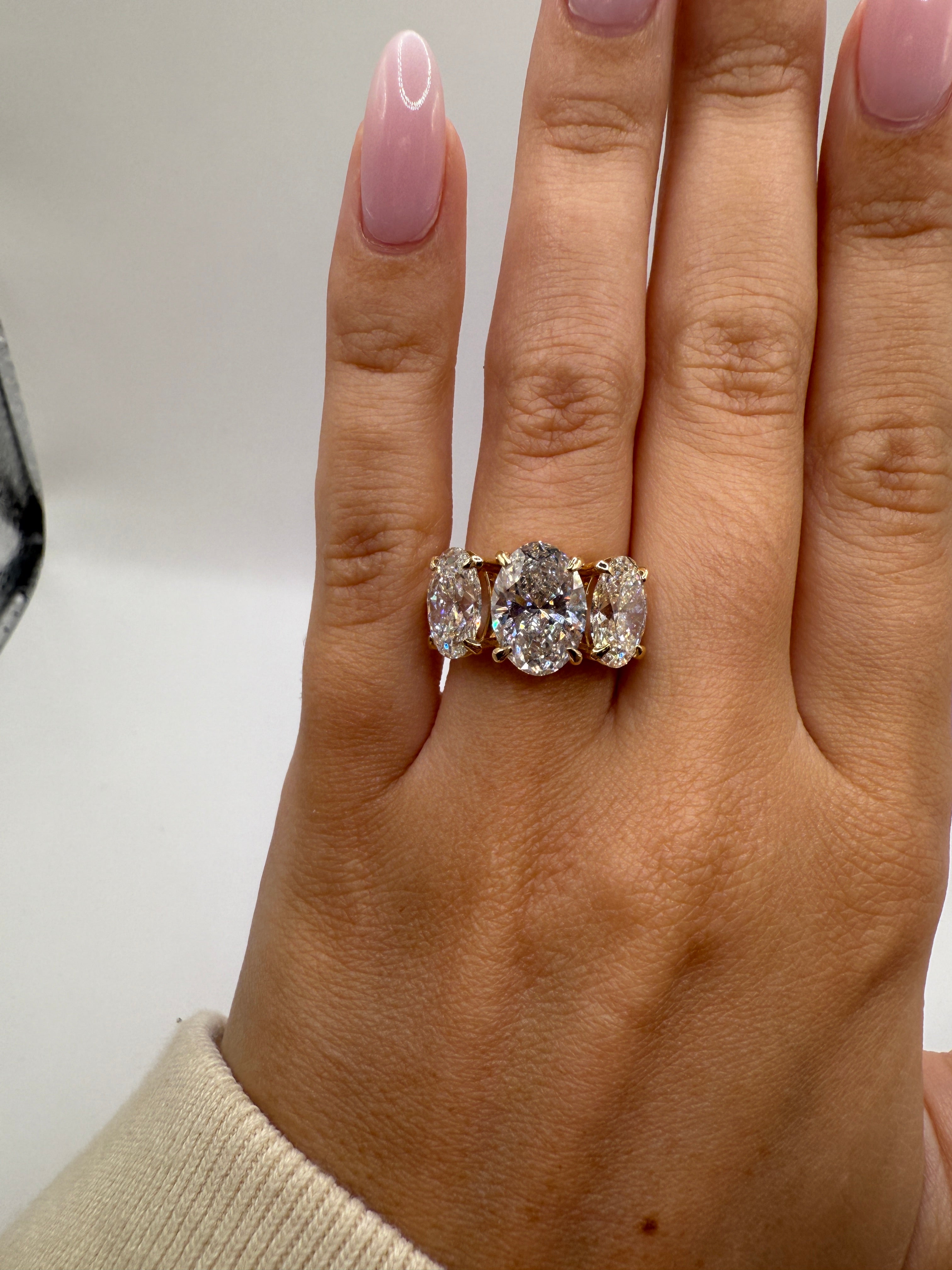 Three Stone Oval Lab Grown Engagement Ring Size 5.5 – Maddie Grace Jewelry